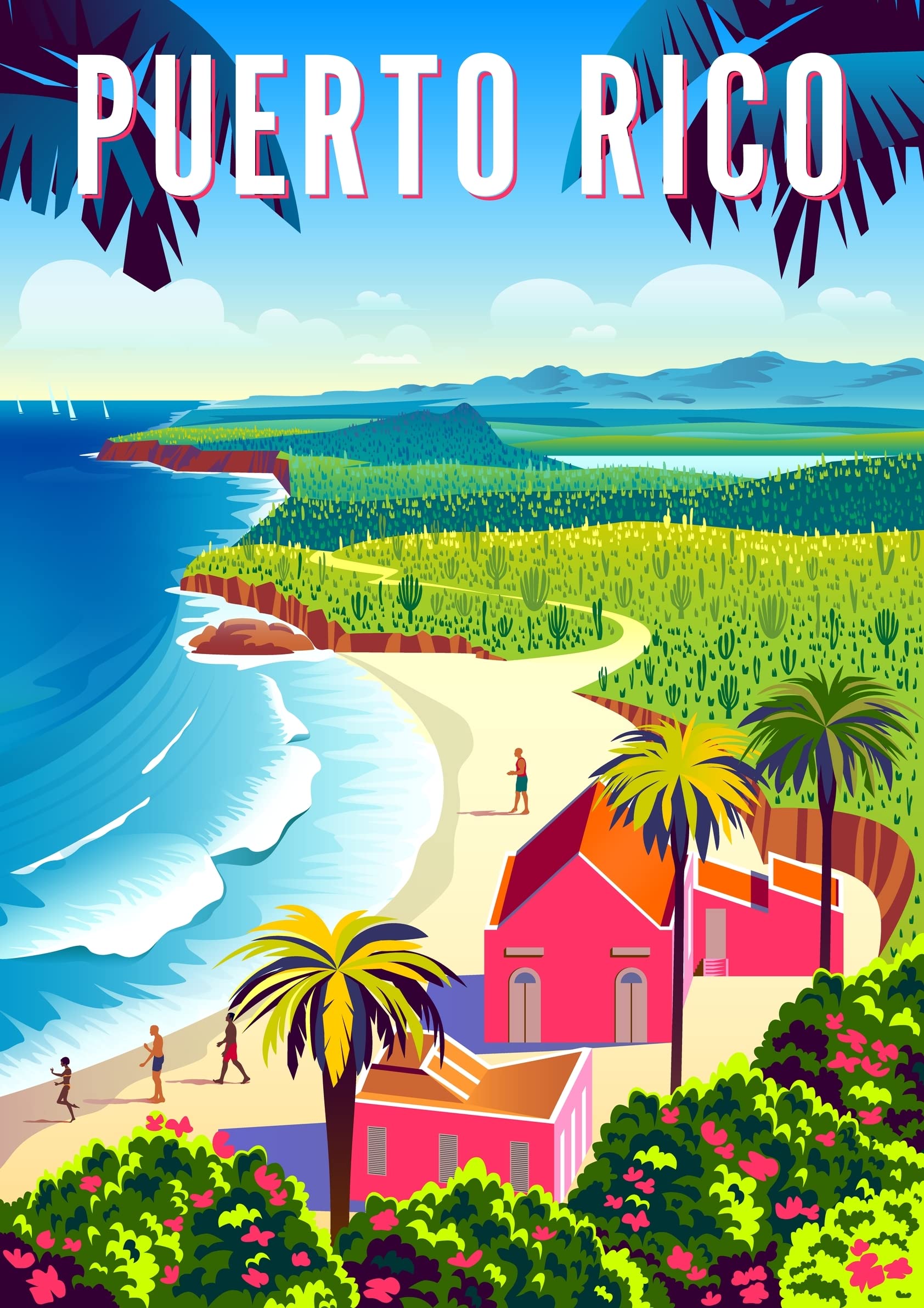 Amazon.com: A SLICE IN TIME Caribbean Retro Travel Posters. Glossy ...