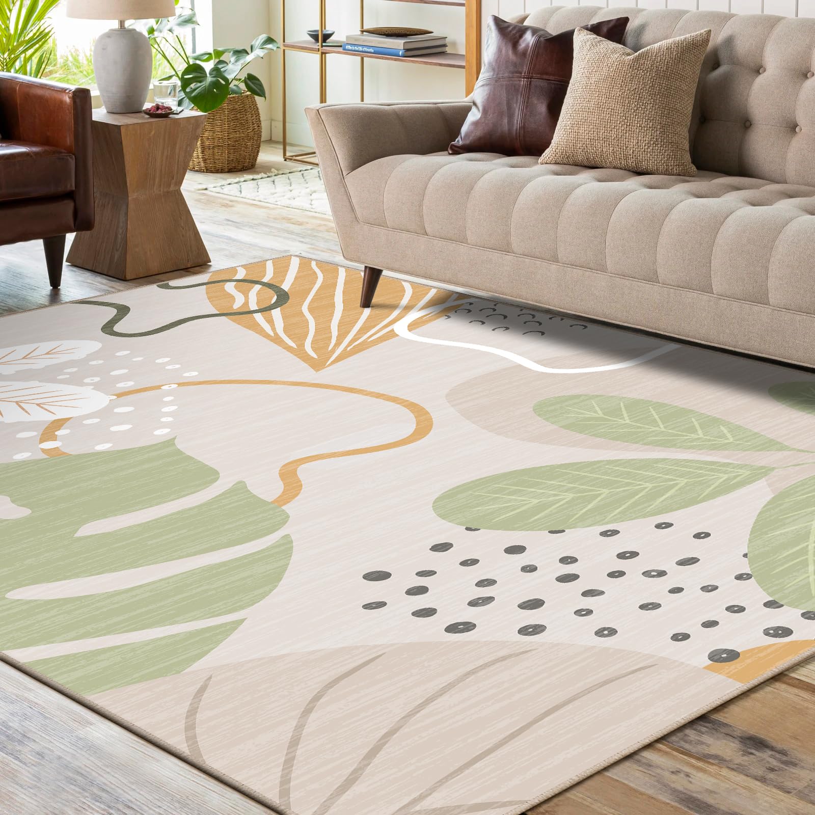 Worxvell 4x6 Floral Bedroom Rug- 4 x 6 Washable Area Rug Non-Slip Soft ...