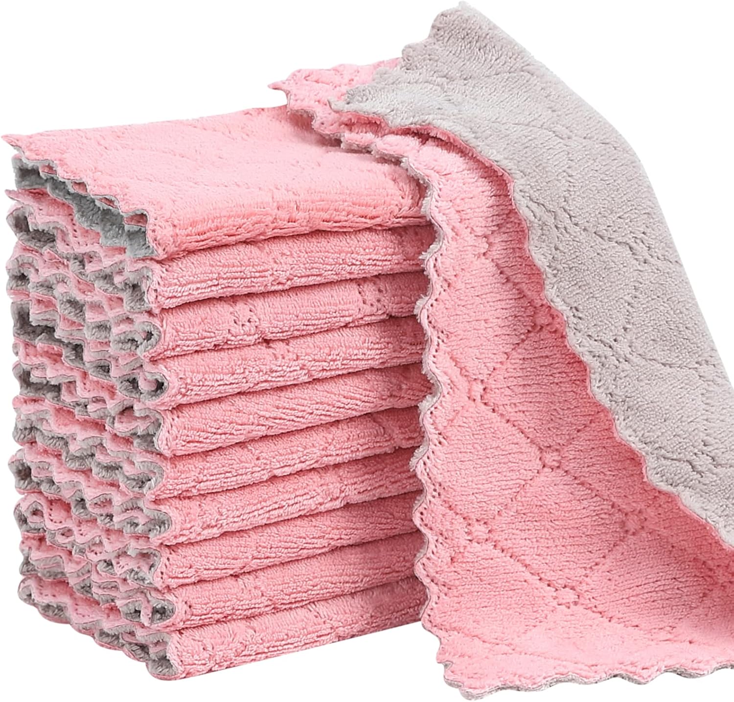 11Pack Kitchen Dish Cloths Reusable Dish Towels,Super Absorbent Coral ...