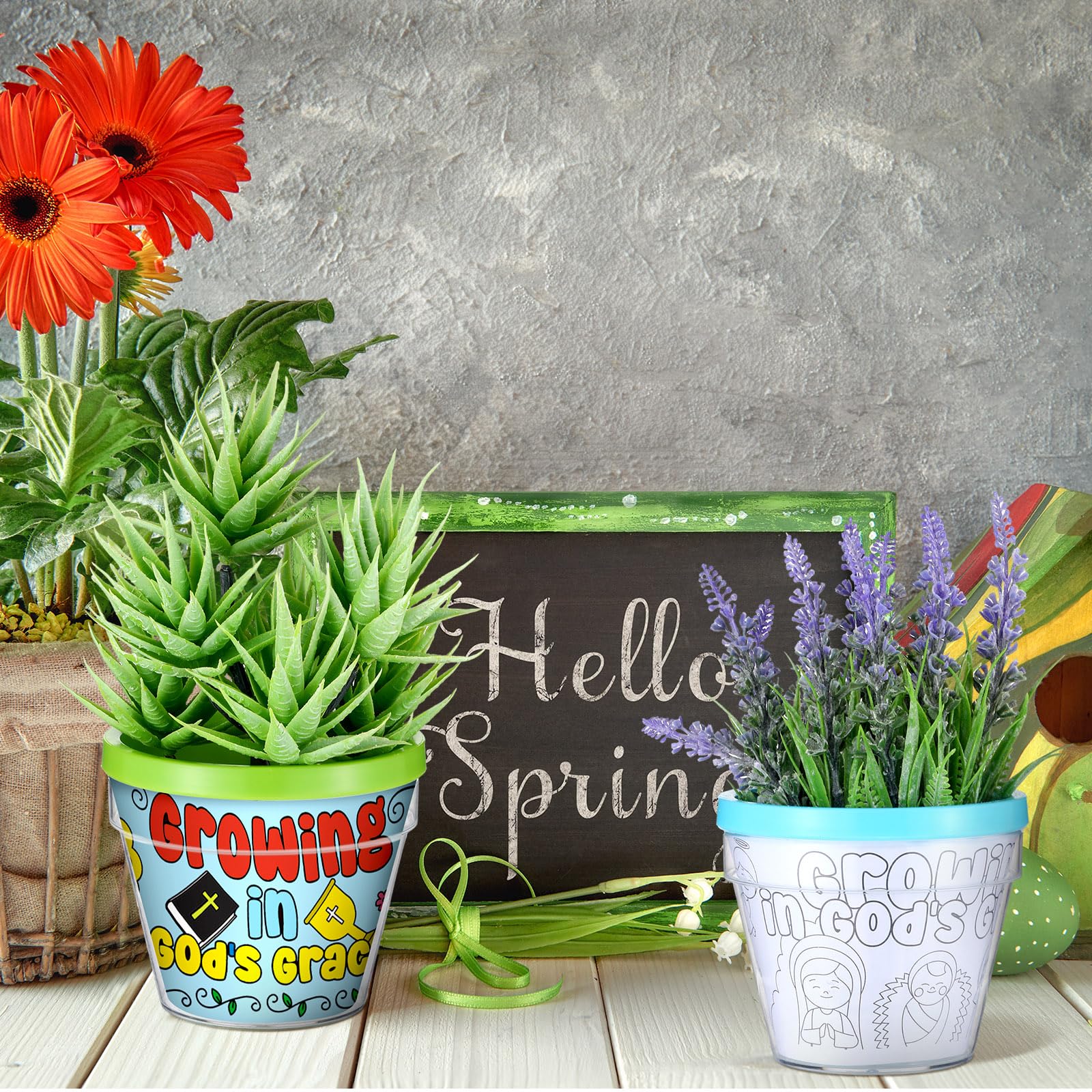 Snapklik.com : 28 Pcs Religious Crafts Flower Pot For Kids, 16 Bible ...