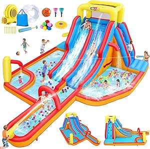 Amazon.com: AKEYDIY Extra Large Inflatable Water Slide Park for Kids ...