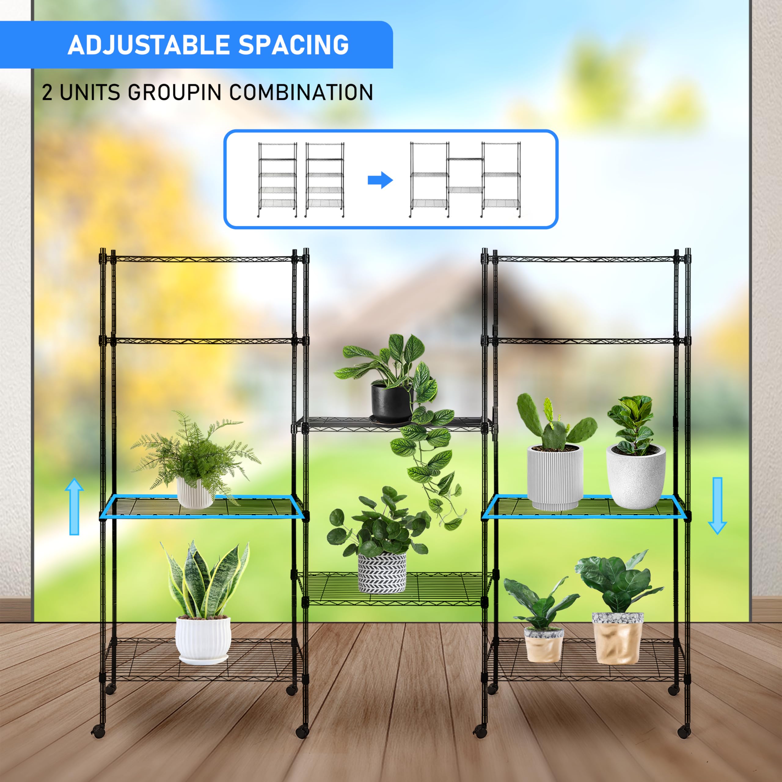 Snapklik.com : Heavy Duty 5-Tier Shelving Units Adjustable, Wire Shelf
