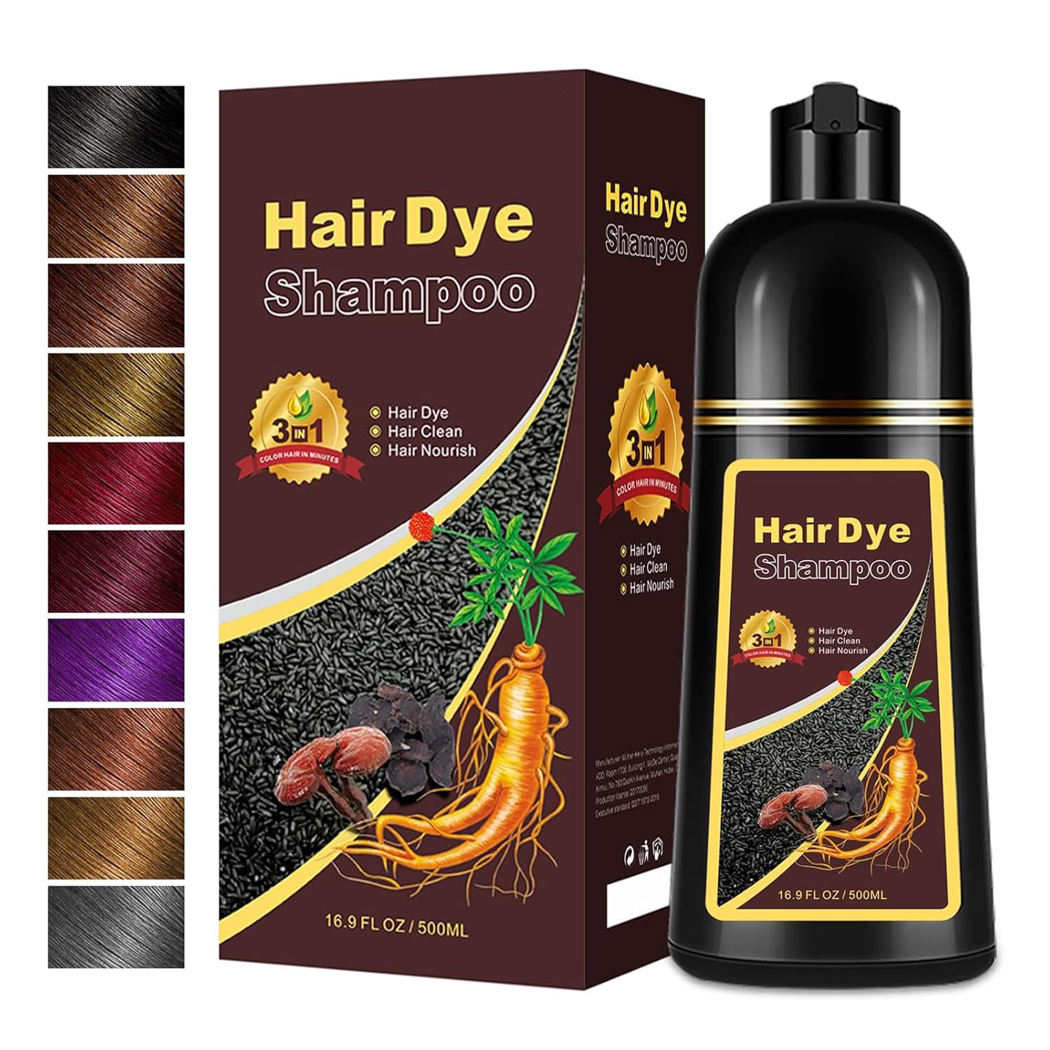 Amazon.com : Hair Dye Shampoo 3 in 1, Long-Lasting Gray Hair Coverage ...