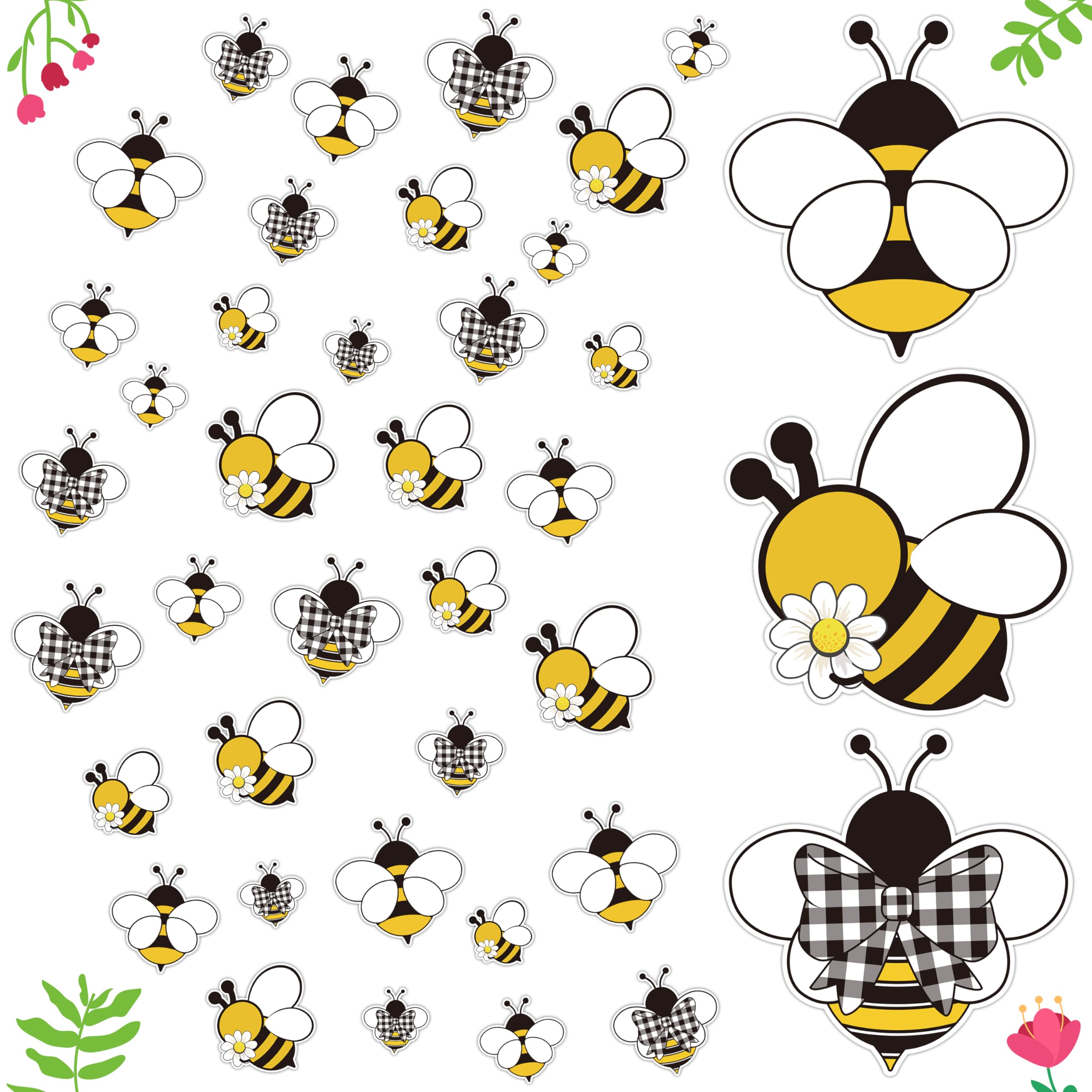 JAPBOR 90PCS Bee Shaped Cutouts Paper, Spring Summer Honey Bees Printed ...
