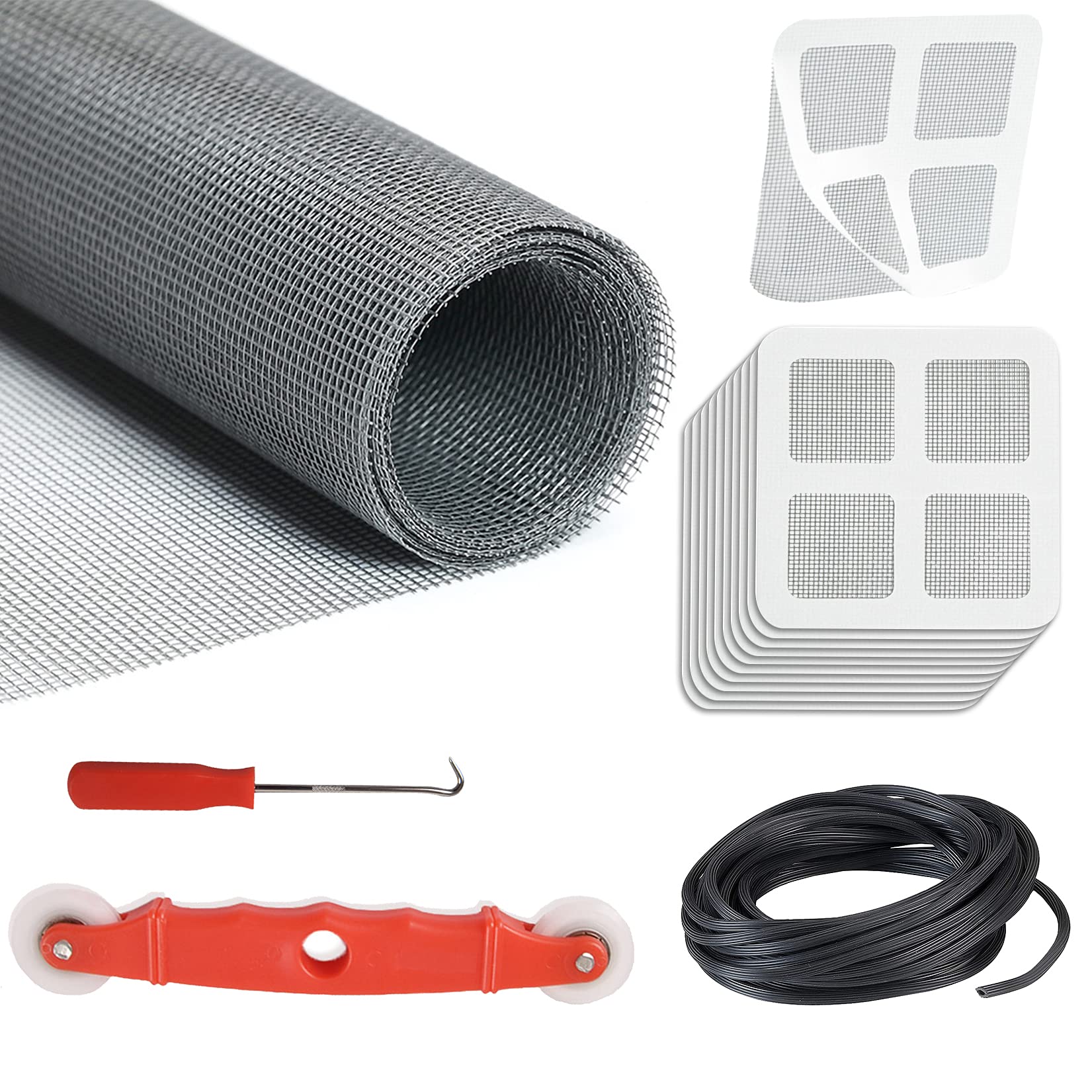 Buy Window Screen Mesh DIY Sets- Screen Replacement Kit with 59" × 106 ...