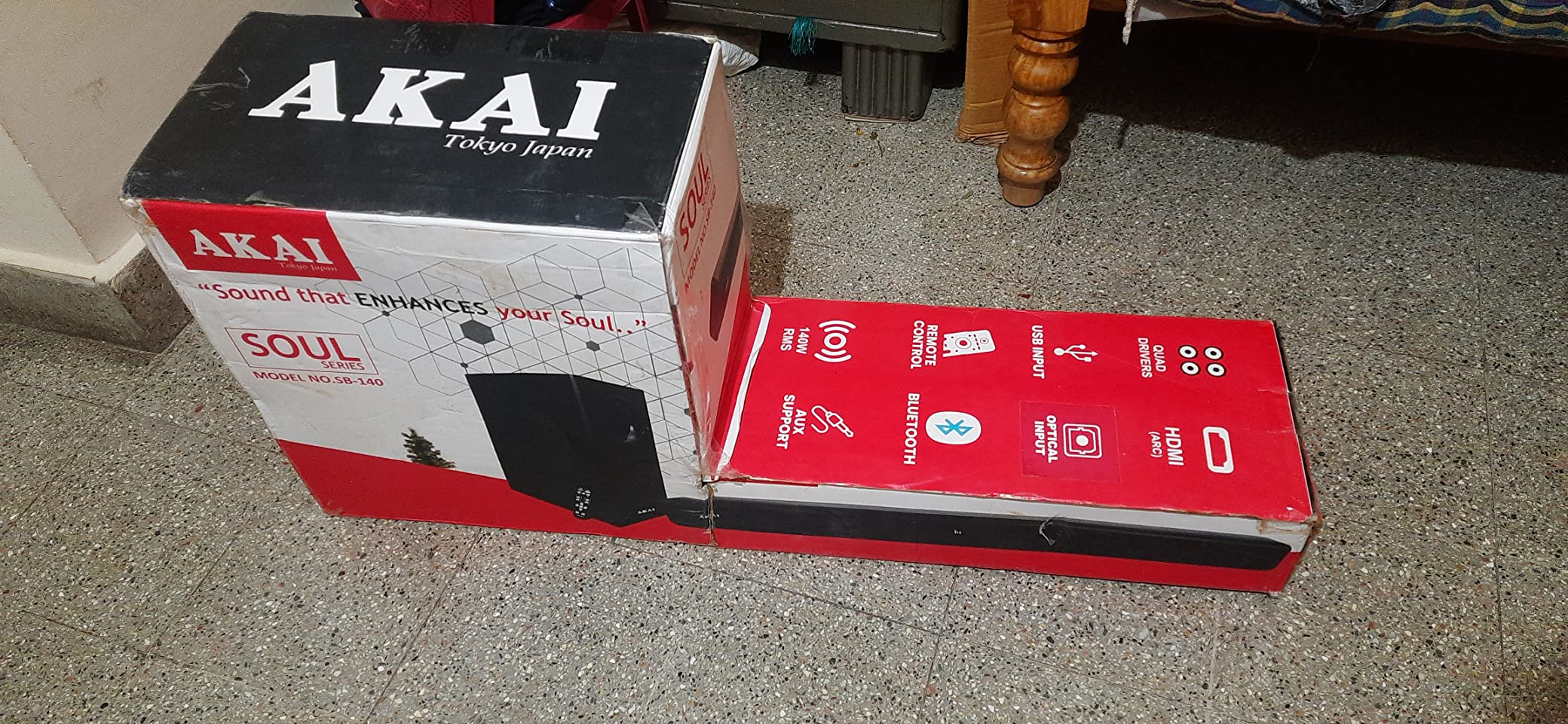 AKAI SB-140, 140W RMS Digital Multimedia Soundbar with Wired Subwoofer ...