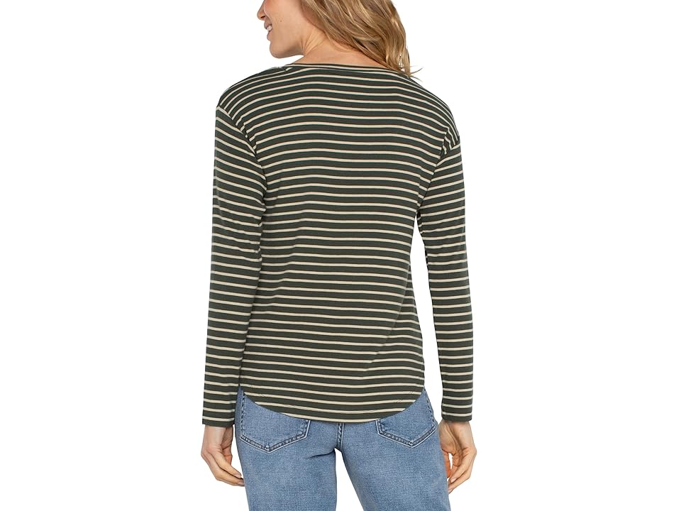 Liverpool Los Angeles Long Sleeve Drop Shoulder Scoop Neck Rib Knit Top ...