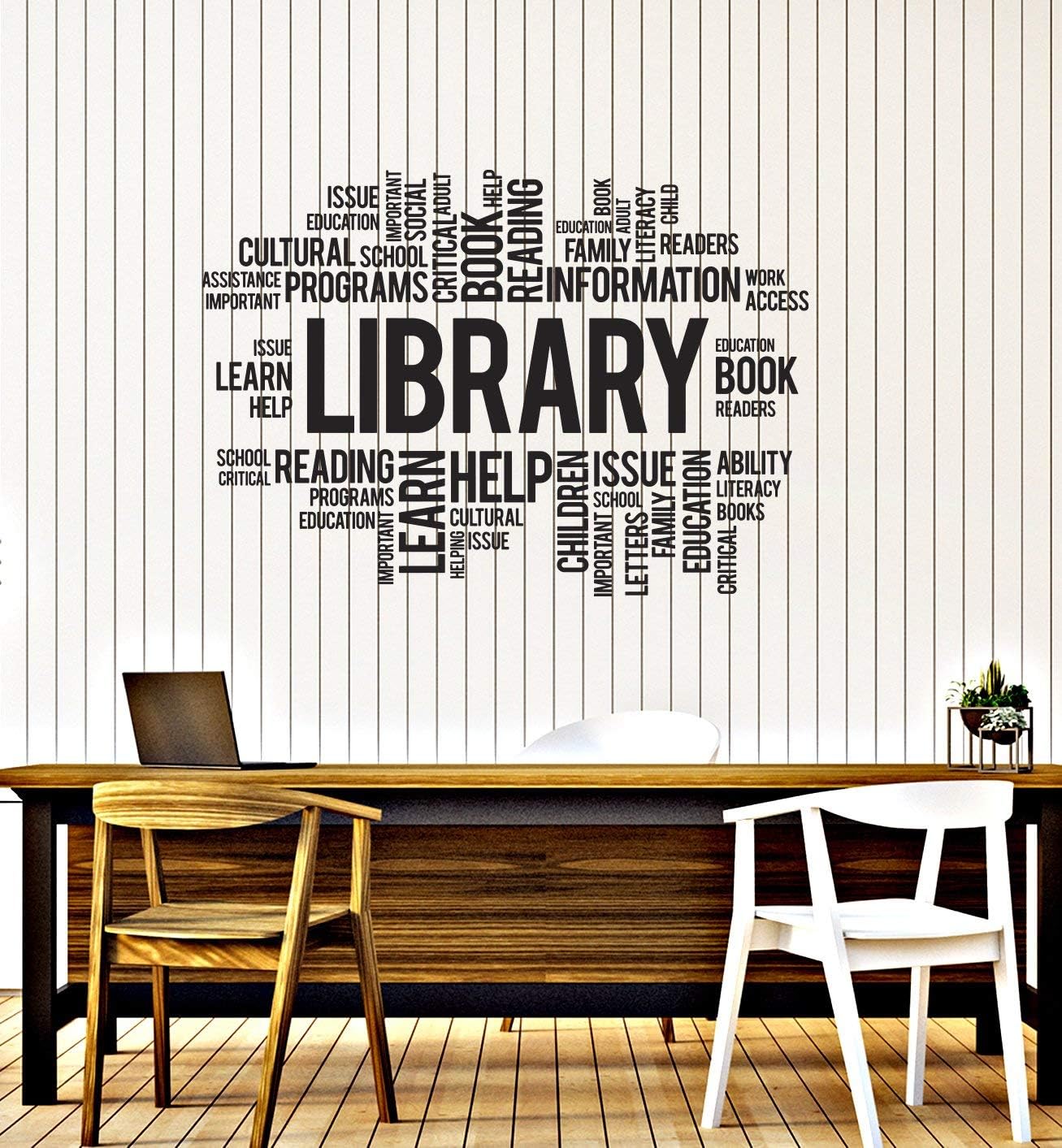 Amazon.com: Vinyl Wall Decal Library Words Cloud Reading Room Reader ...