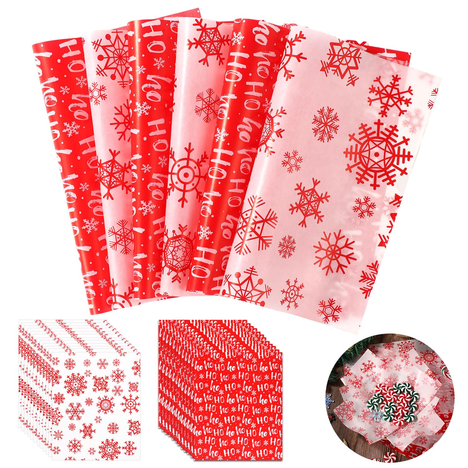 Amazon.com: 100pcs Christmas Wax Papers, 2 Style 7.87x9.84in Snowflake ...