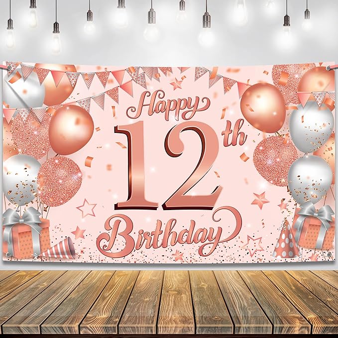 Amazon.com: KatchOn, Happy 12th Birthday Banner - Large 72 x 44 Inch ...