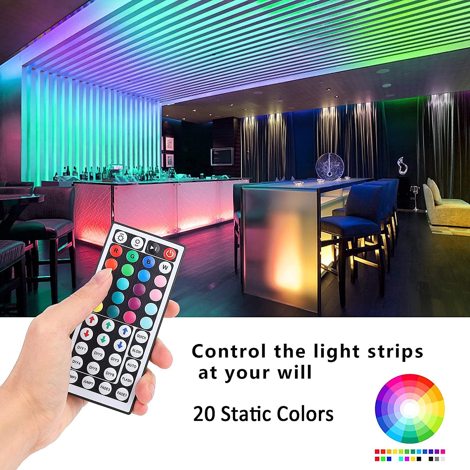 Snapklik.com : 44 Key RGB LED Strip Light Remote Controller, IR Remote ...