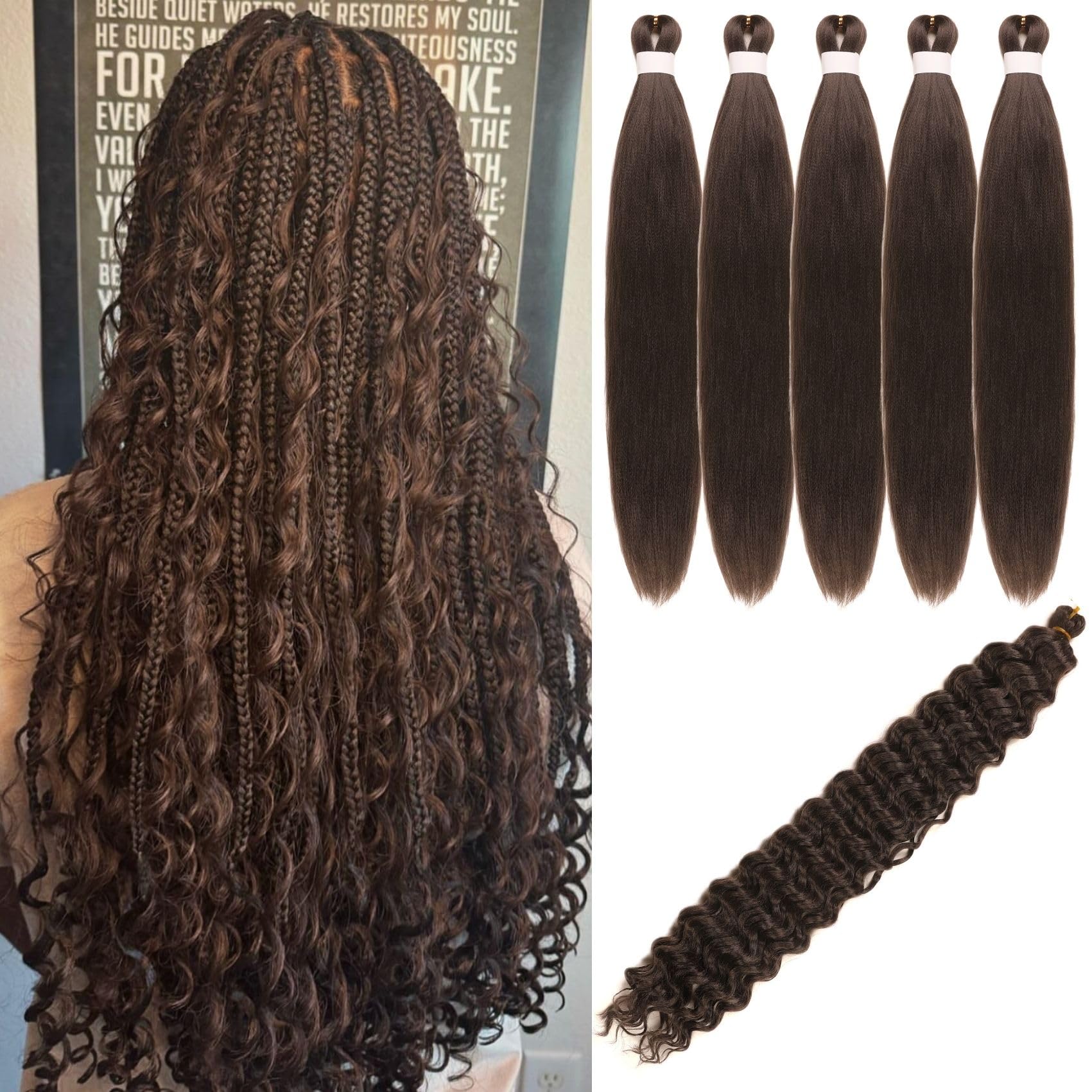 Amazon.com : Dark Brown Braiding Hair Pre Stretched Knotless Braiding ...