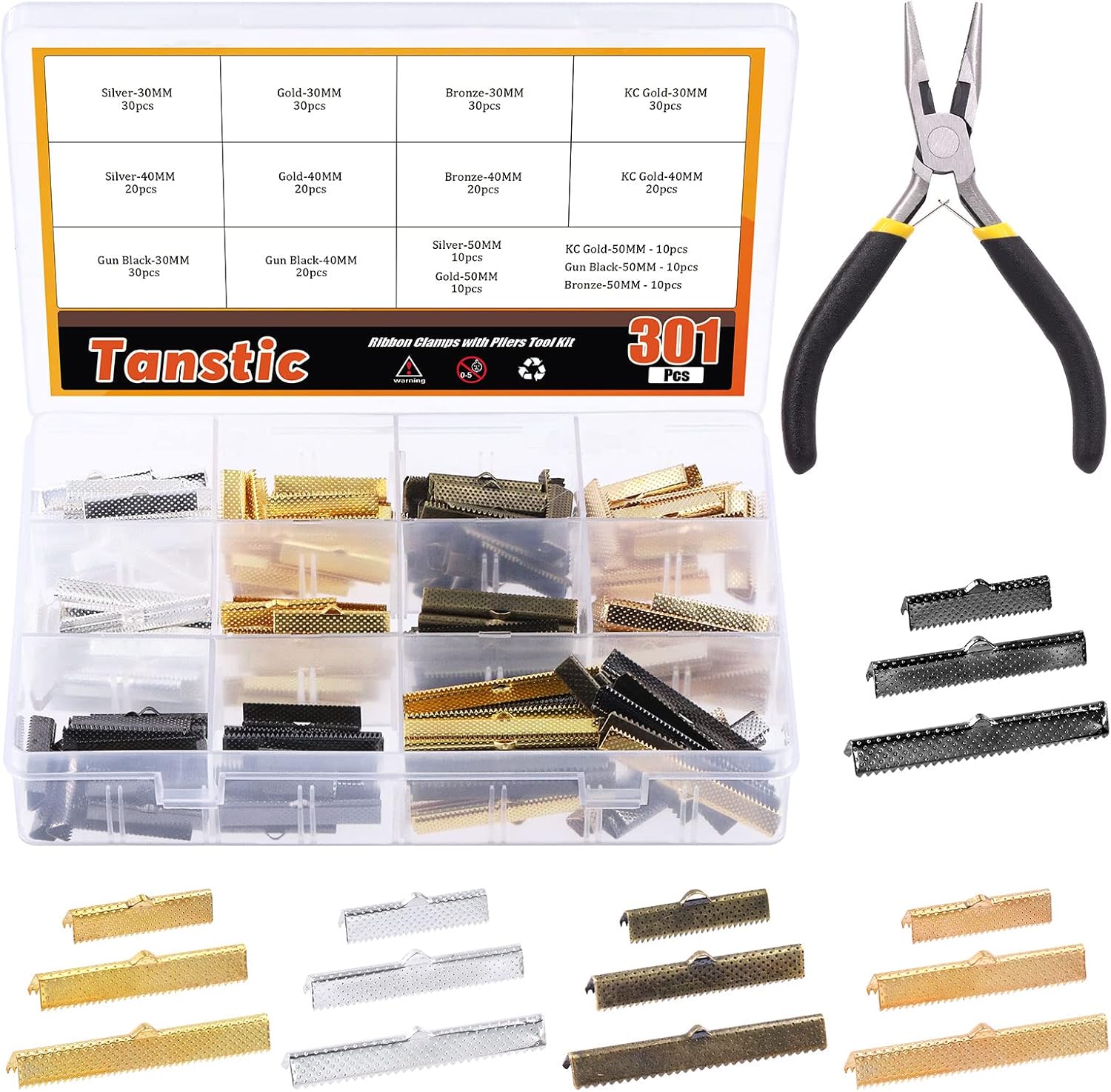 Amazon.com: Tanstic 301Pcs 5 Colors 3 Sizes Ribbon Ends with Needle ...
