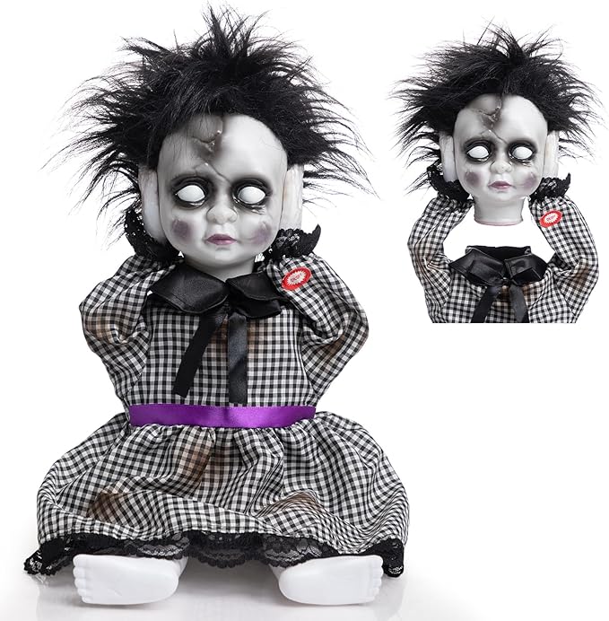 Amazon.com: HollyHOME Creepy Scary Animatronic Haunted Doll with Moving ...
