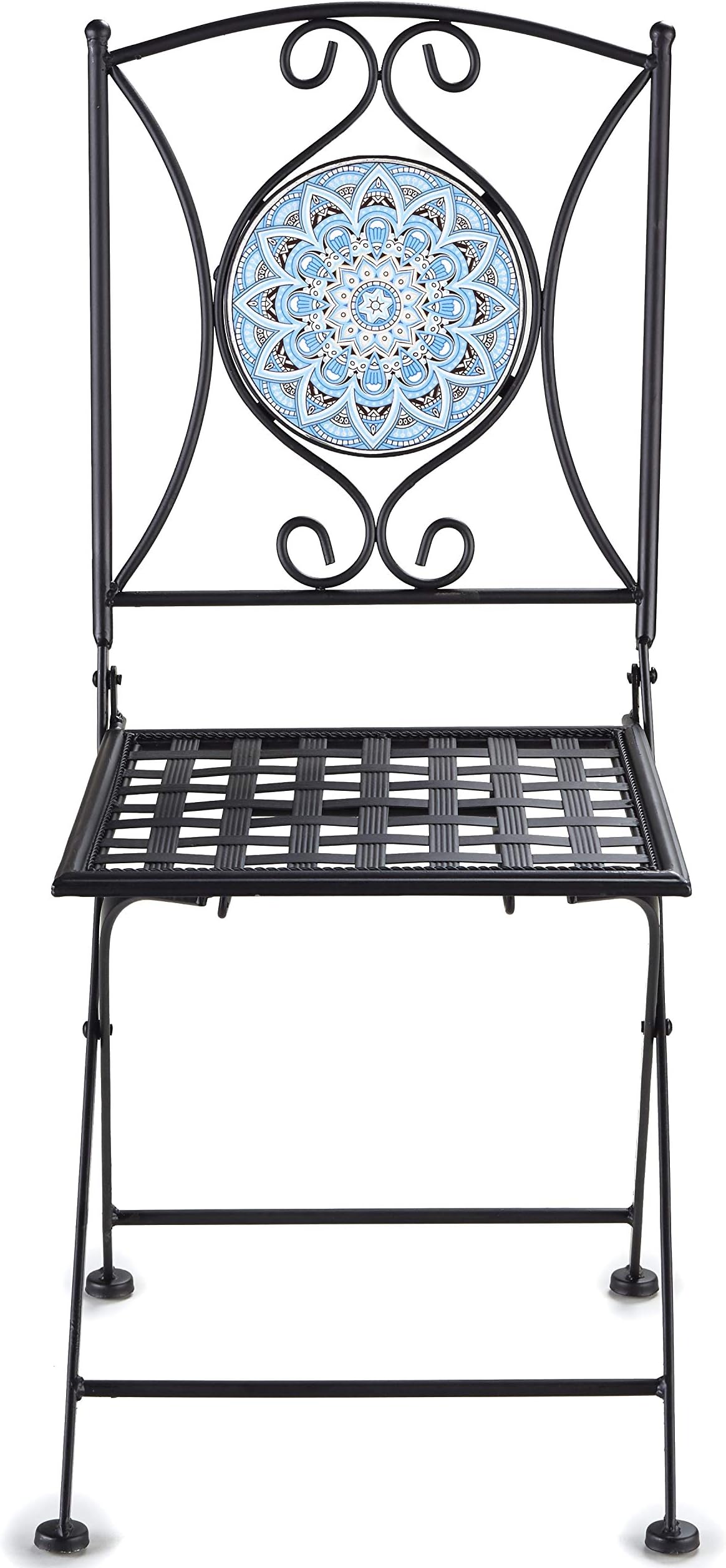 Amazon.com : Metal Folding Patio Chair with Decorative Tile Mosaic ...