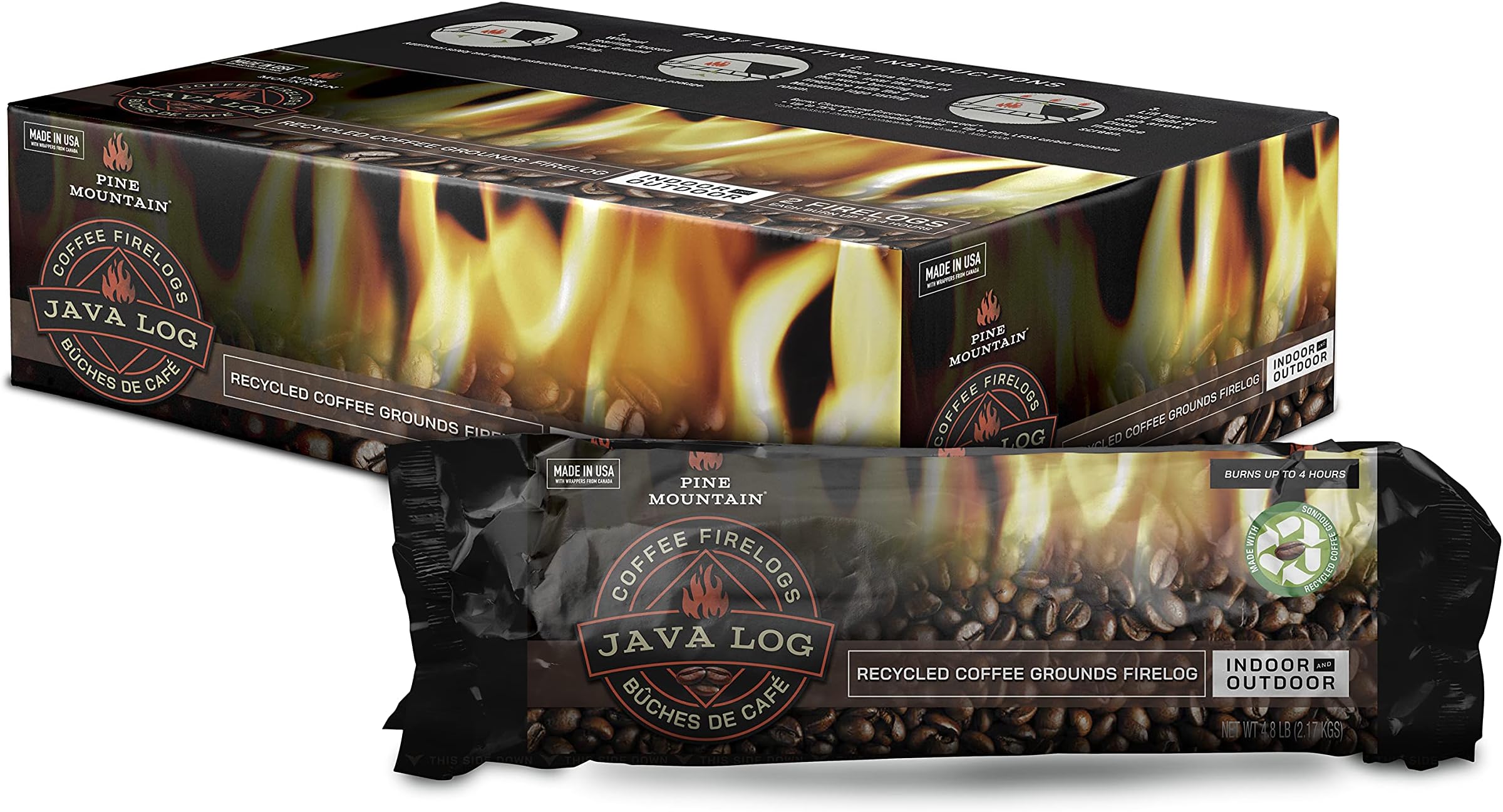 Amazon.com : Pine Mountain Traditional 4-Hour Firelogs, Easy Starter ...