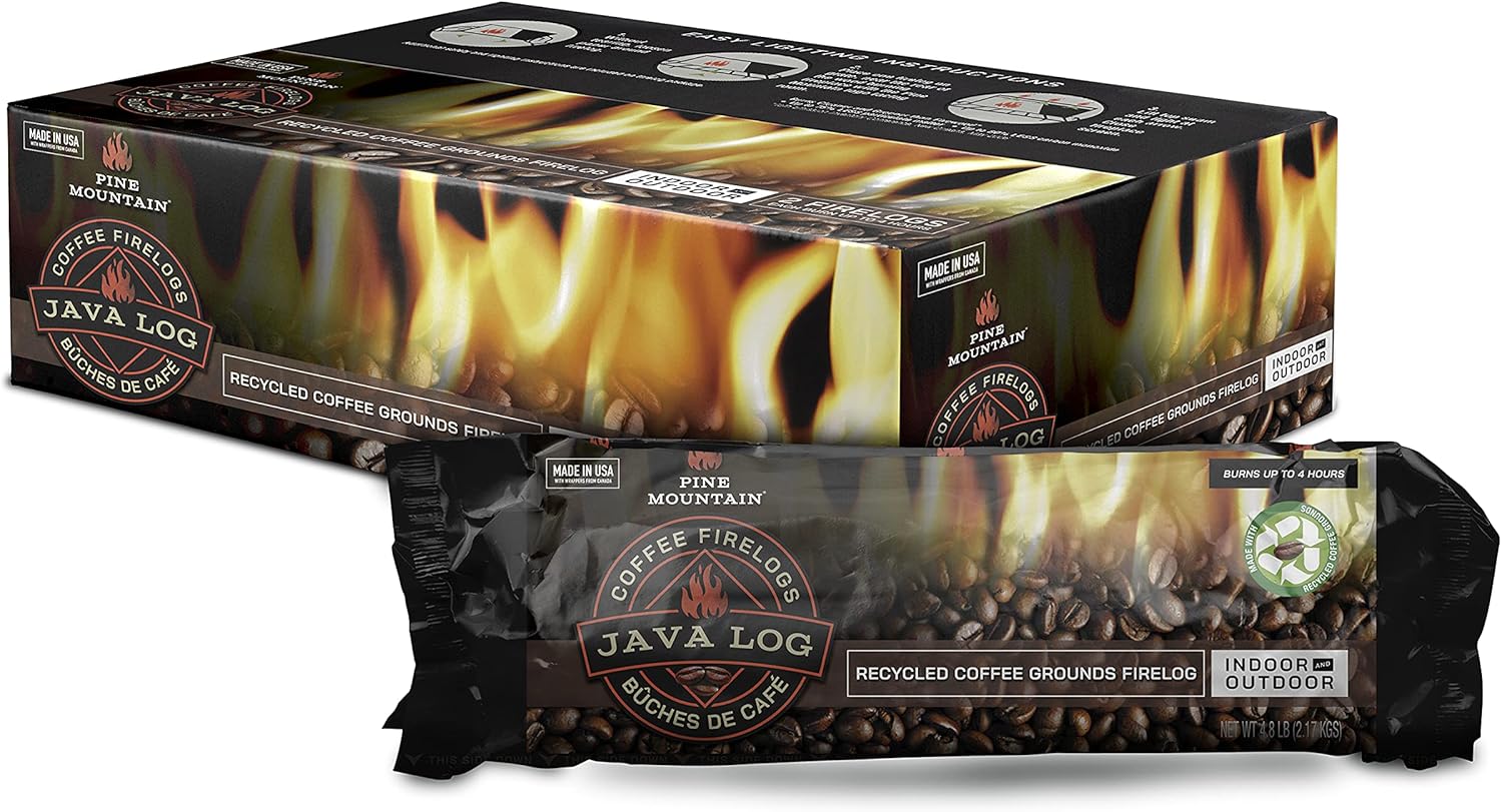 Amazon.com : Pine Mountain Java Log, Recycled Coffee Grounds 4-Hour ...