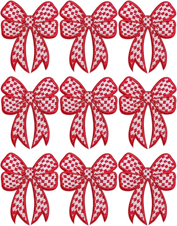 Amazon.com: Coquette 9 Pack Checkered Bow Patches - Iron On Fabric ...