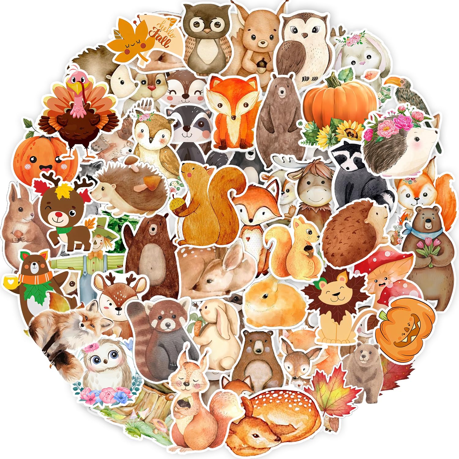 Amazon.com: 105PCS Woodland Animals Stickers Thanksgiving Stickers ...