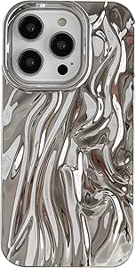 Amazon.com: Caseative for iPhone 14 Pro Case,Pleated Water Ripple Chrome Wave Pattern Soft Phone ...