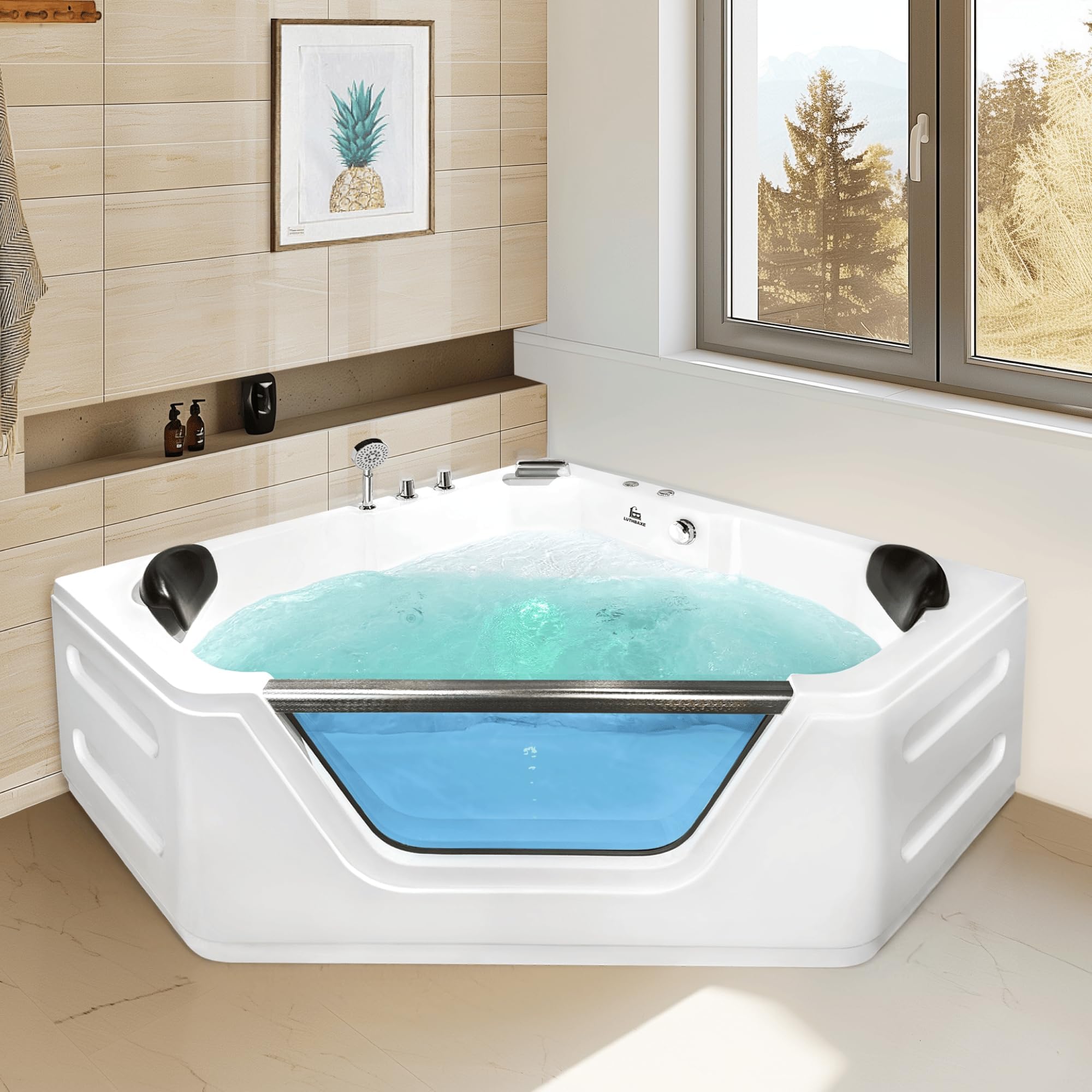 Carver Tubs - SKC5555 - Soaking Acrylic Corner Bathtub - 55"L x 55"W x ...