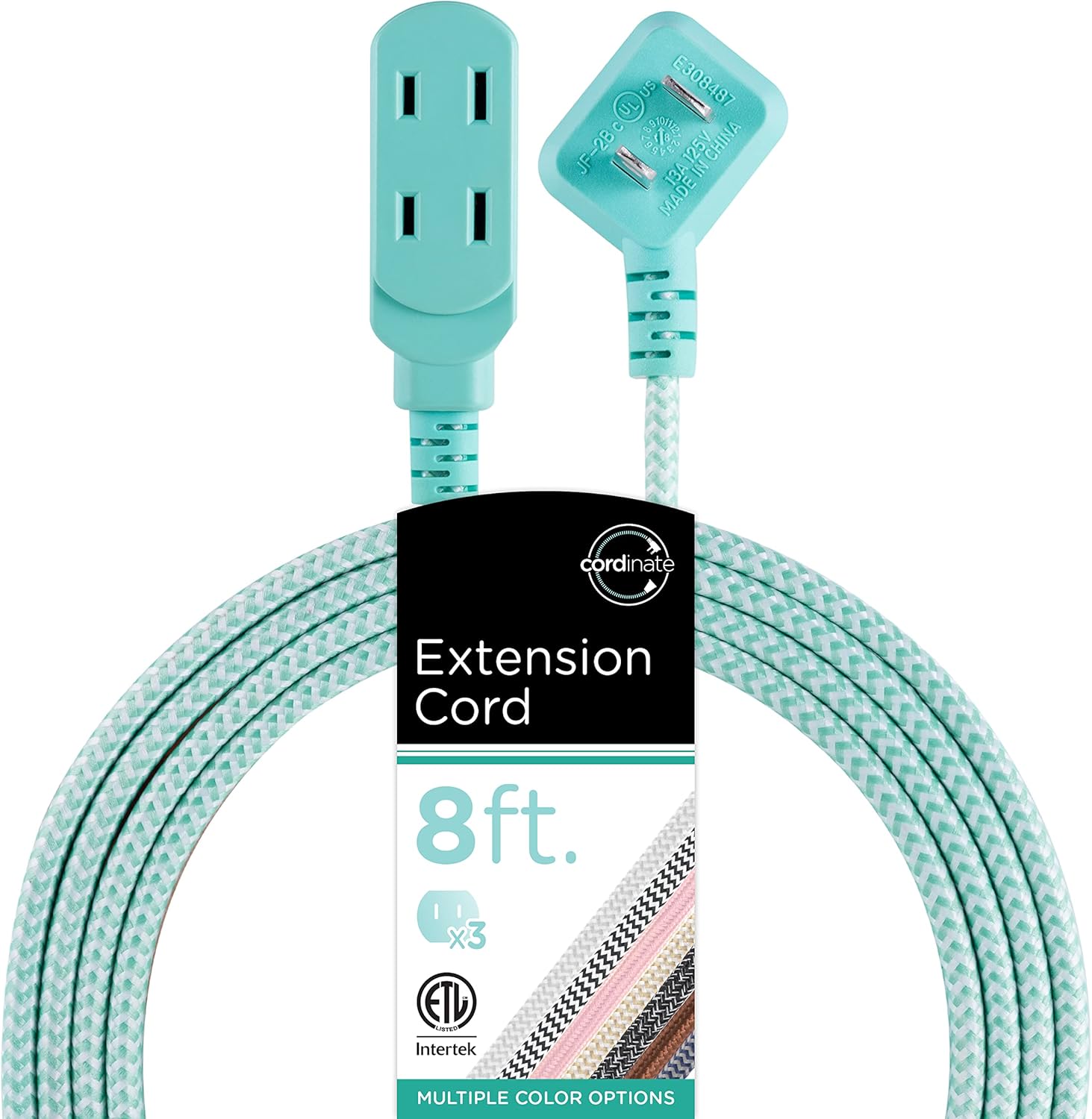 Amazon.com: Cordinate Extension Cord, 8 Ft, 3-Outlet Flat Plug ...