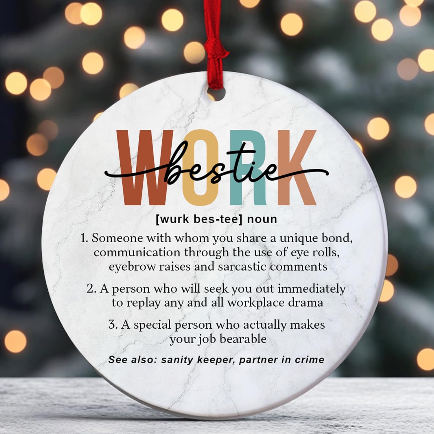 Work Bestie Definition Ceramic Ornaments, Bff Bestie Coworker 2024 ...