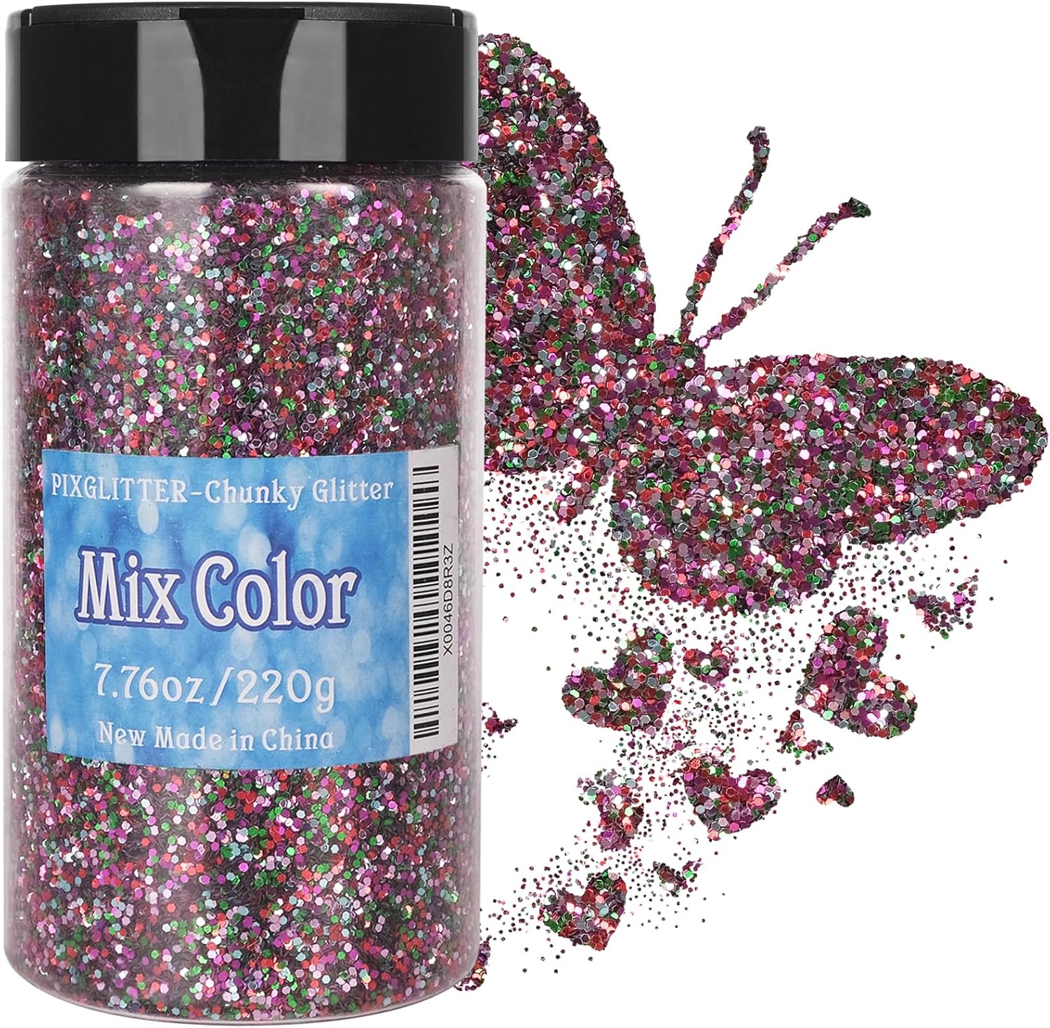 Amazon.com: PIXGLITTER Chunky Glitter, 7.76oz/220g Mix Color Craft Glitter Powder, 1/24 ...