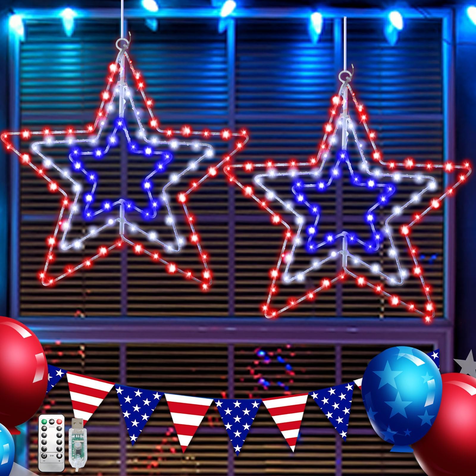 Amazon.com: Collections Etc Patriotic Lighted Star Wall Decor : Home ...