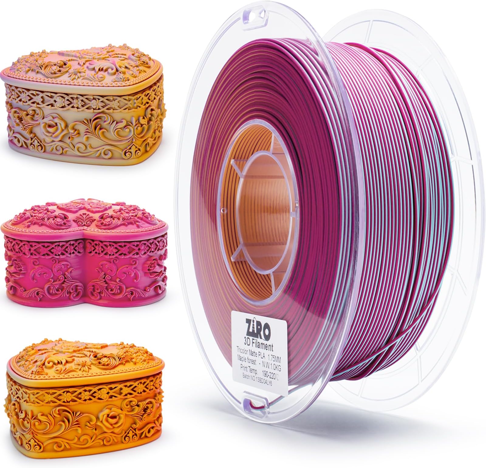 Amazon.com: ZIRO Matte 3-in-1 Colors PLA Filament 1.75mm, Magic ...