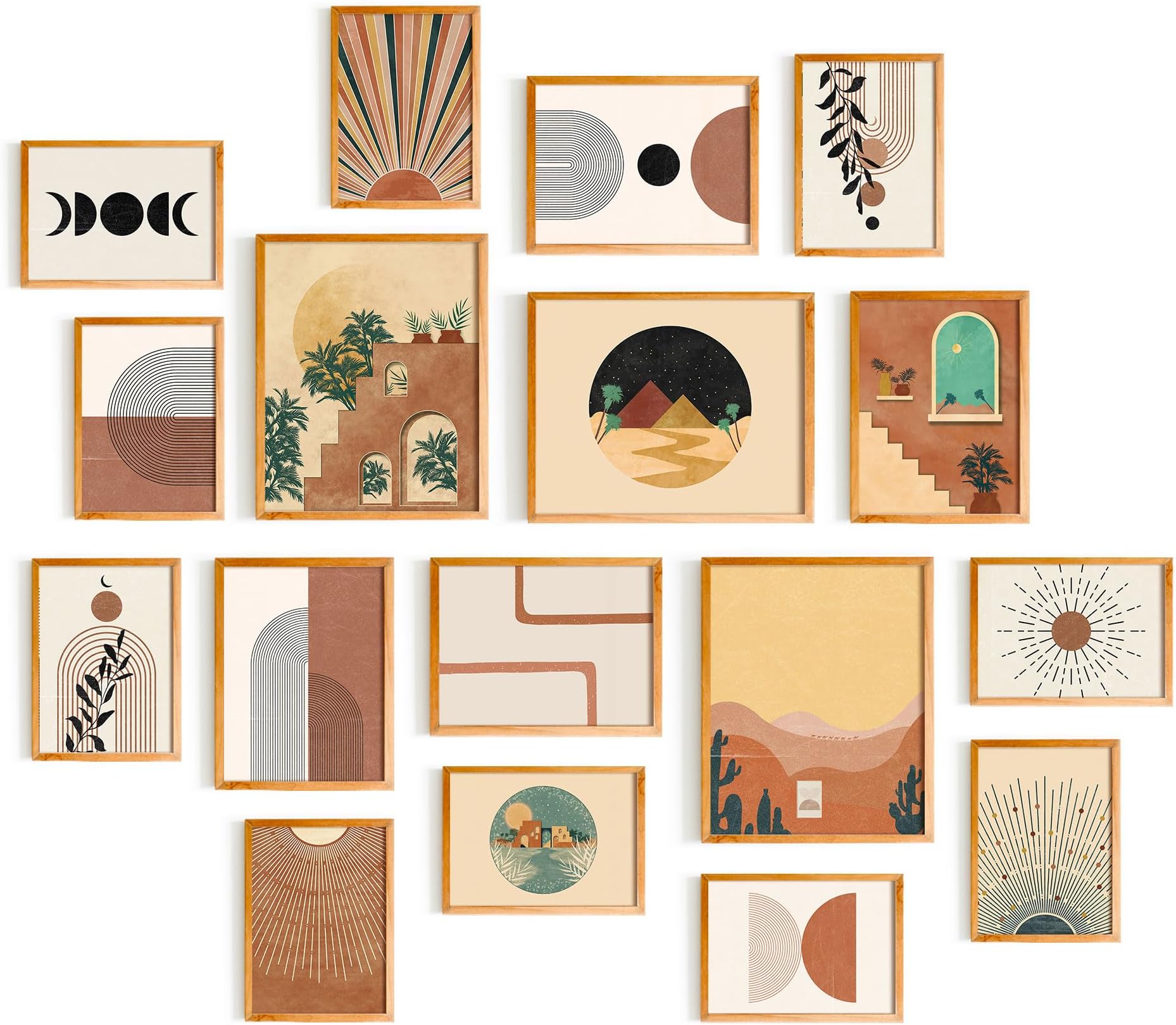 Amazon.com: Barydat 6 Pieces Boho Plant Wall Art Print Set Boho Wooden ...