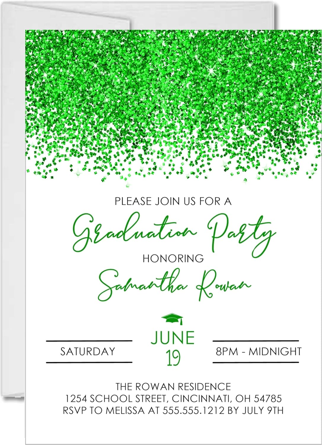 Amazon.com: Green Graduation Party Invitations with Envelopes (Green ...