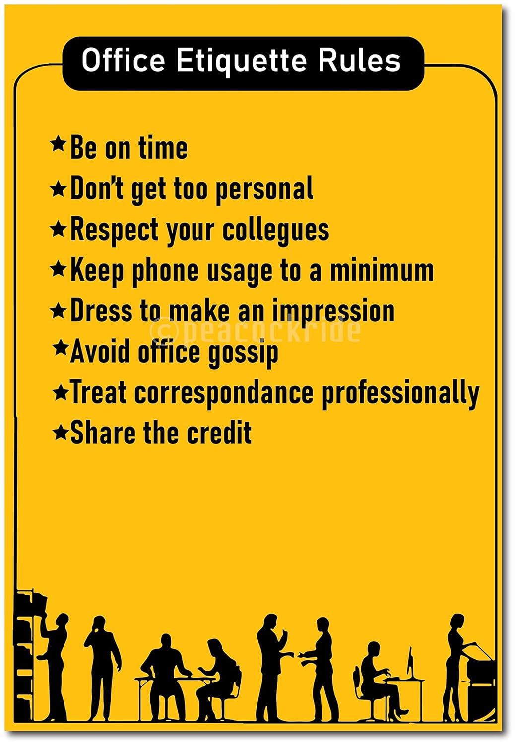 PEACOCKRIDE Office Etiquette Rules I Office I Factory I Wall Poster ...