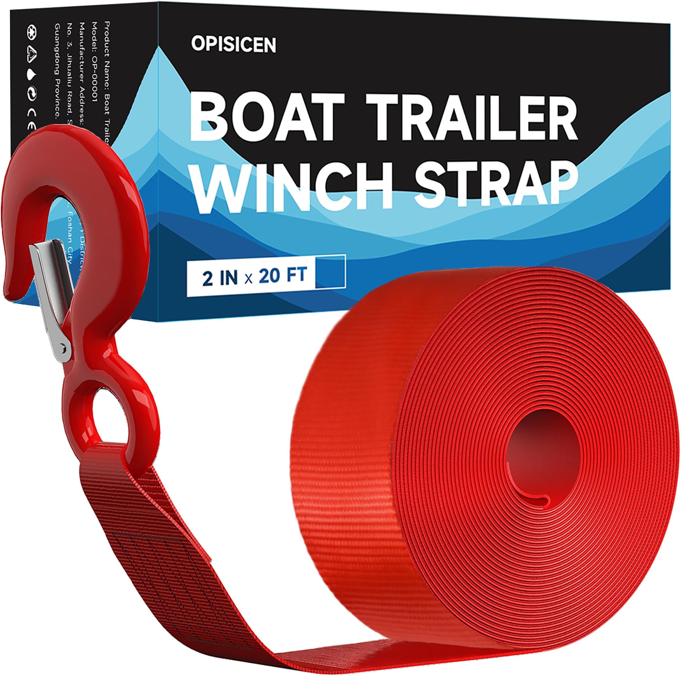 Amazon.com: Boat Trailer Winch Strap with Hook 2" x 20'- 10,816lbs ...