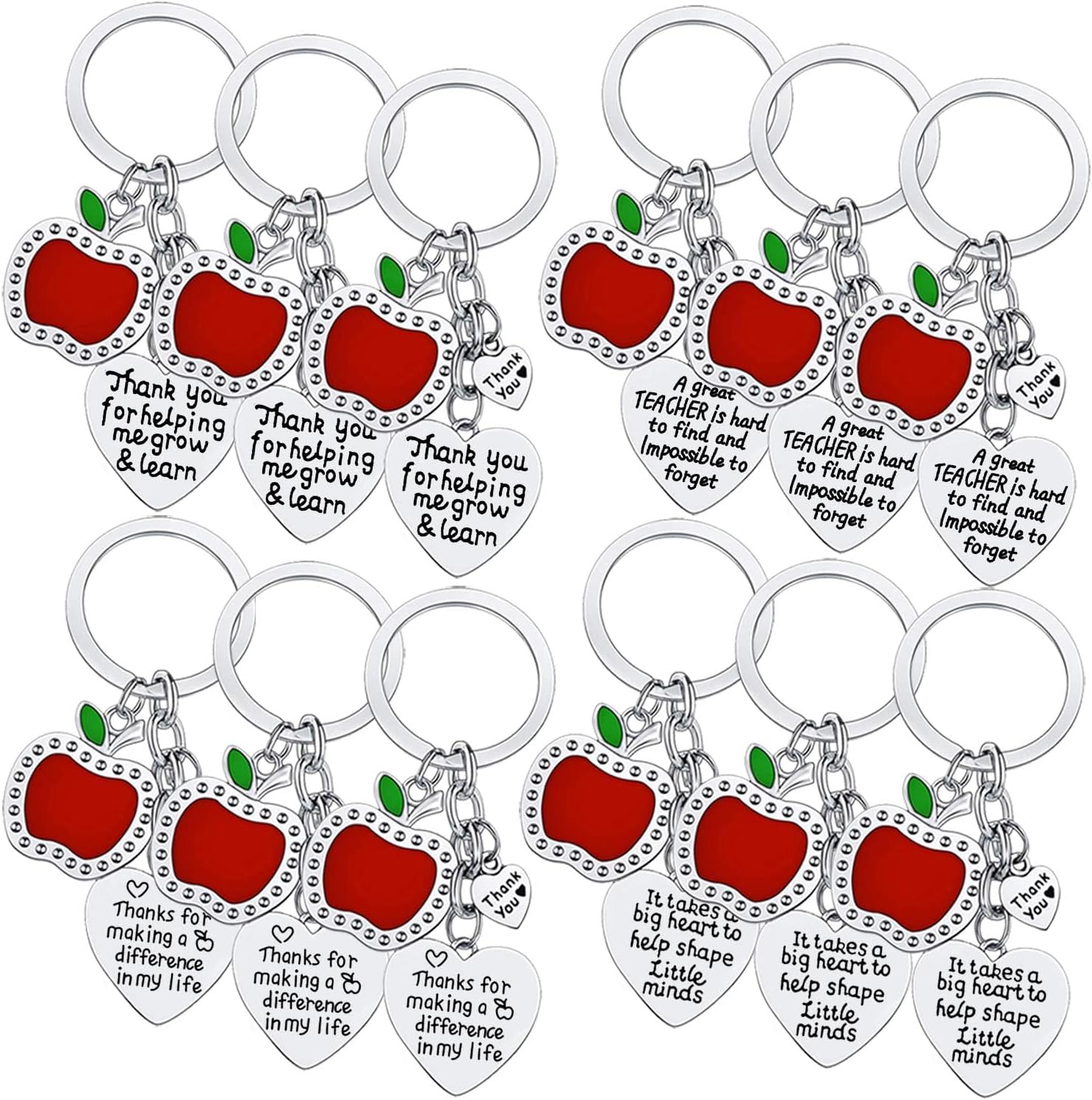 Amazon.com: YEEQIN 12PCs Teacher Keychains In Bulk Teacher Appreciation ...