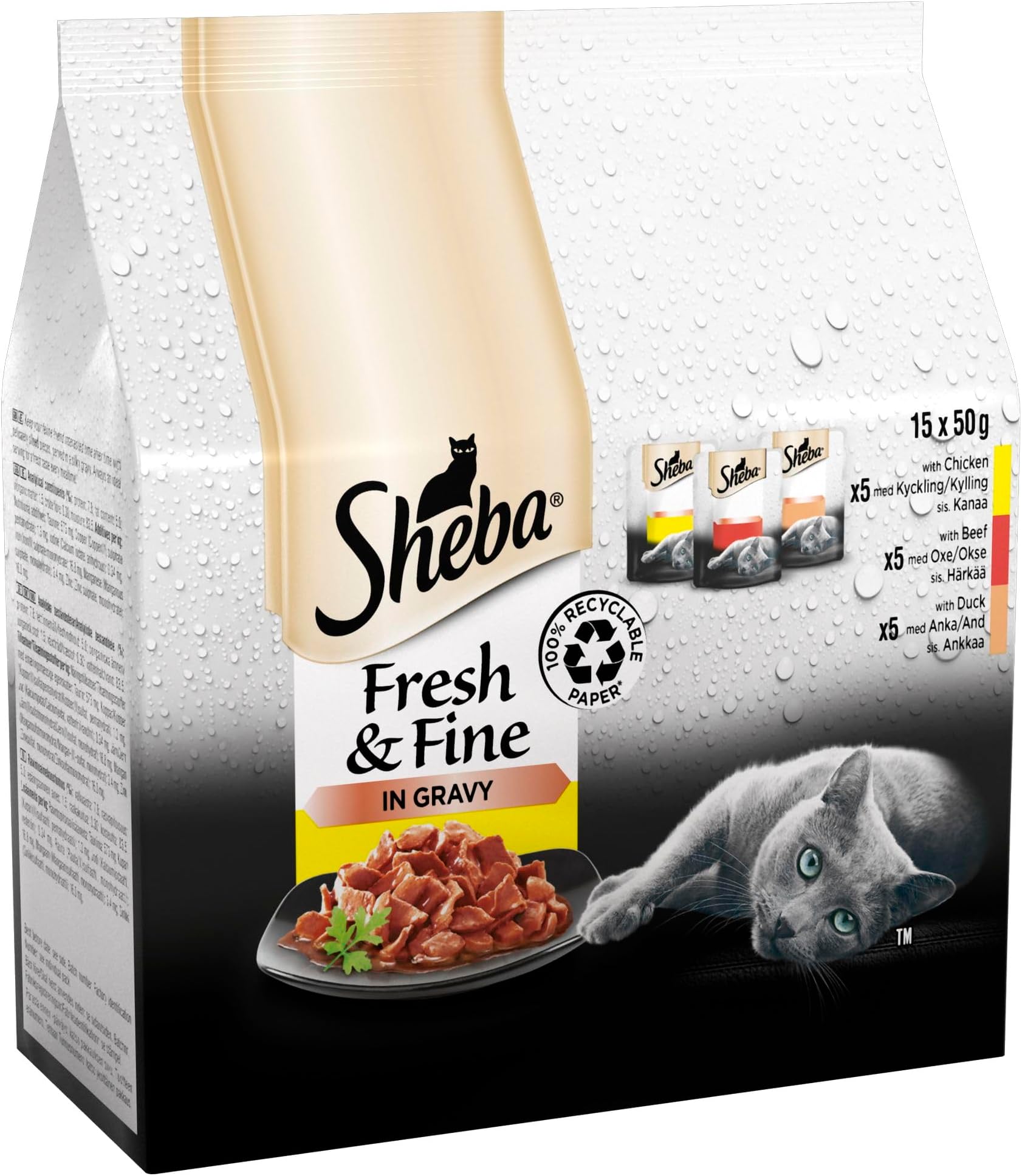 Sheba Cat Wet Food - Fresh and Fine - Cat Pouches Meaty Pieces in Gravy ...
