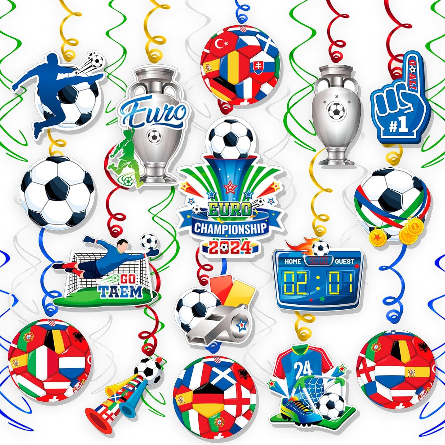 HOWAF 2024 Football Euro Decorations, 30 PCS Euro Championship 2024 ...