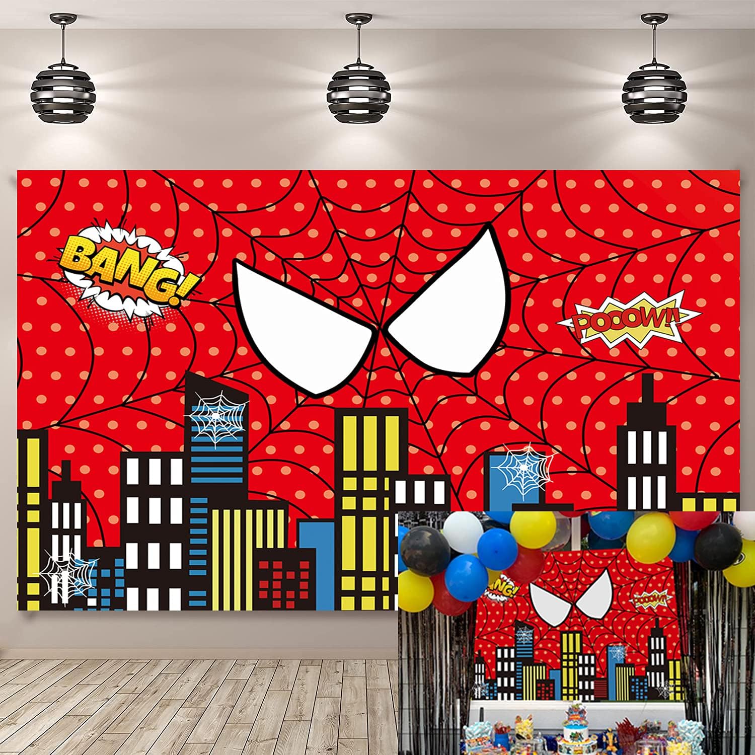 Buy 7x5ft Red Spider Web Supermen Photography Backdrop Children Super ...
