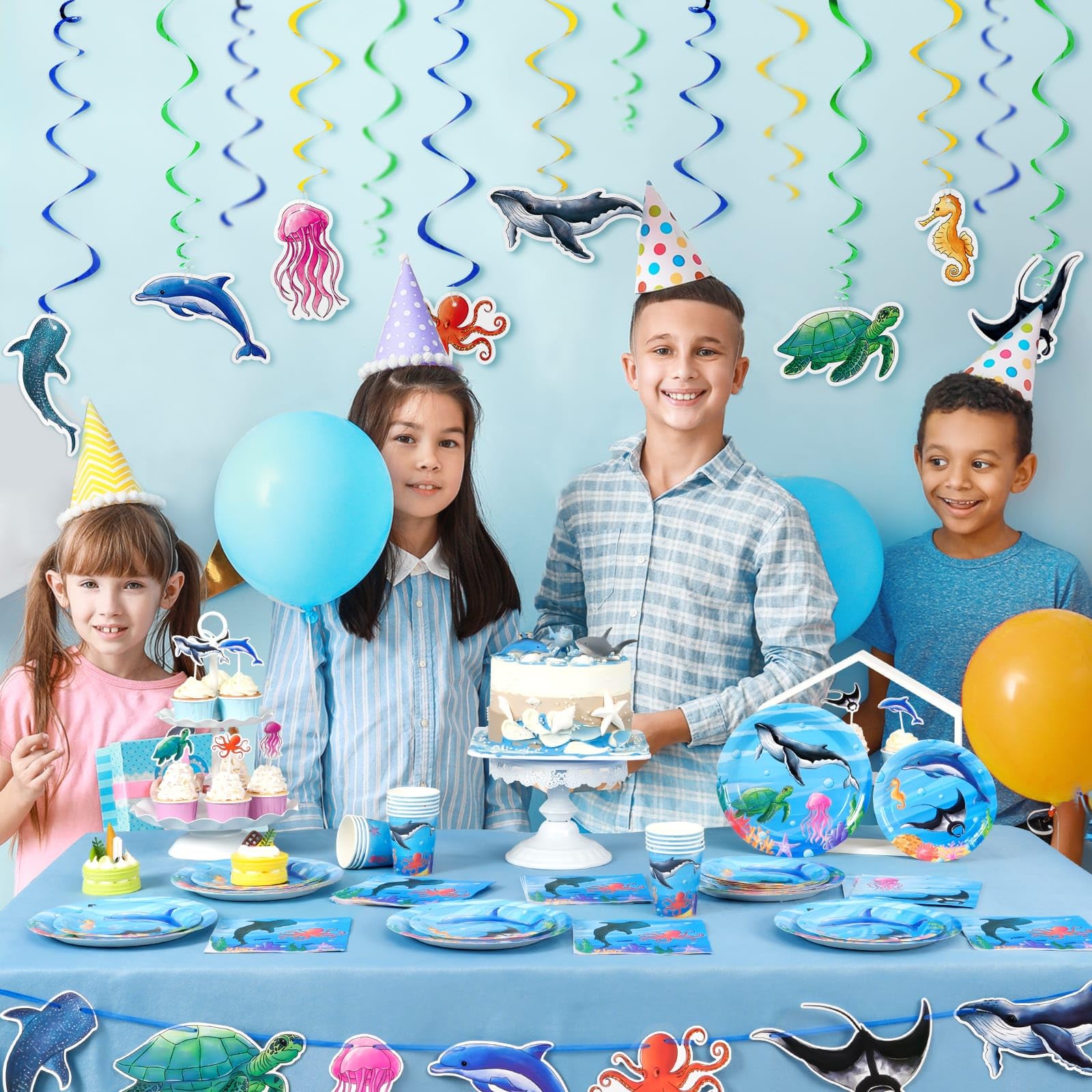 Snapklik.com : 24 Pcs Ocean Party Hanging Swirls - Ocean Theme Party ...