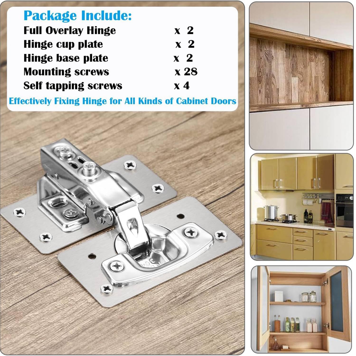 Ginobili 4Pack Cabinet Hinge Repair Plate with 2Pack Full Overlay Soft ...