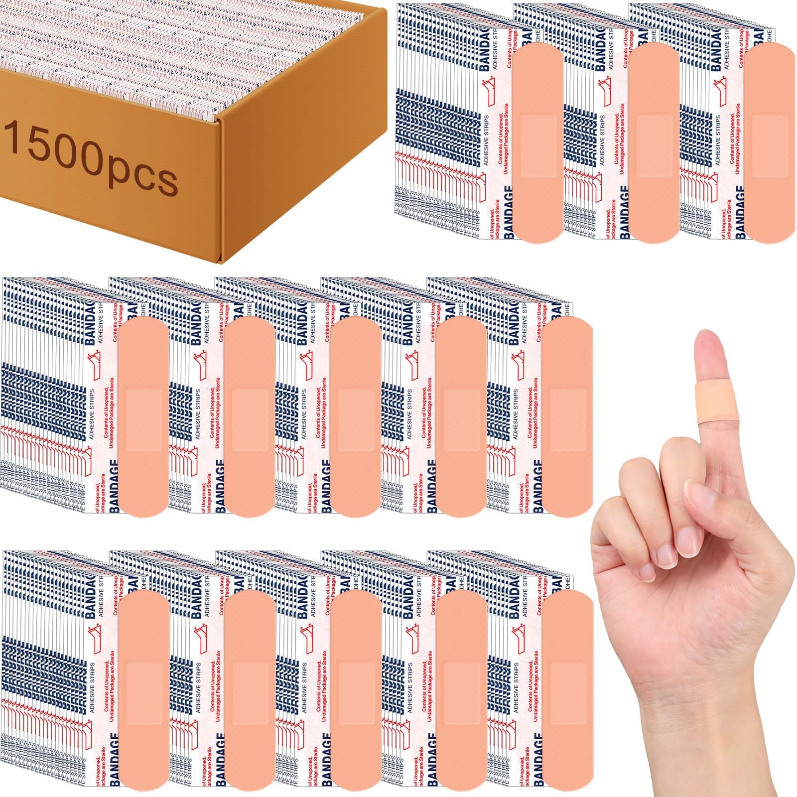 Amazon.com: Timgle 1500 Pcs 3/4" x 3" Adhesive Bandages Bulk Waterproof ...