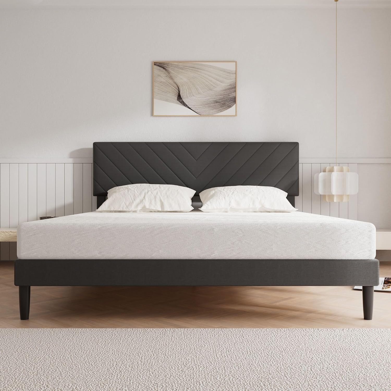 Amazon.com: MONOLAYA Queen Size Bed Frame,Upholstered Bed Frame with ...