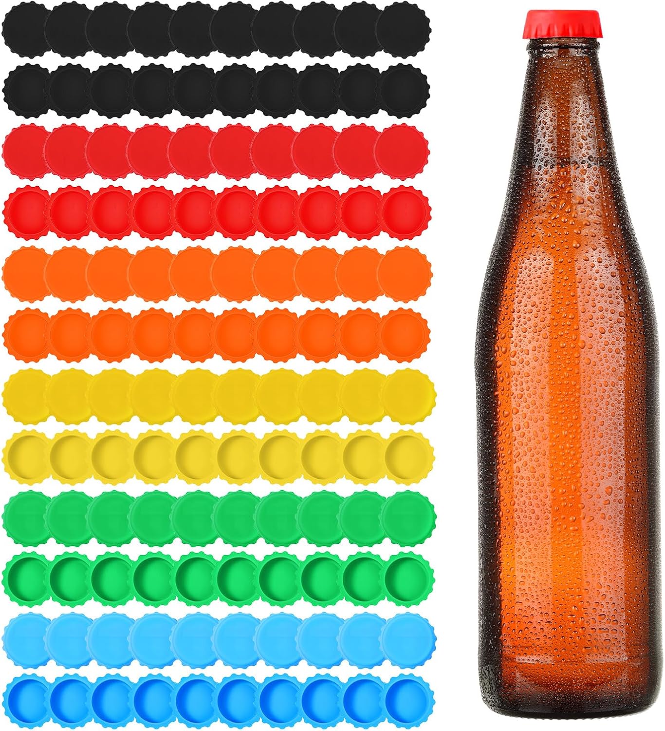 Amazon.com: 120 Pieces of Multicolor Silicone Reusable Bottle Caps ...