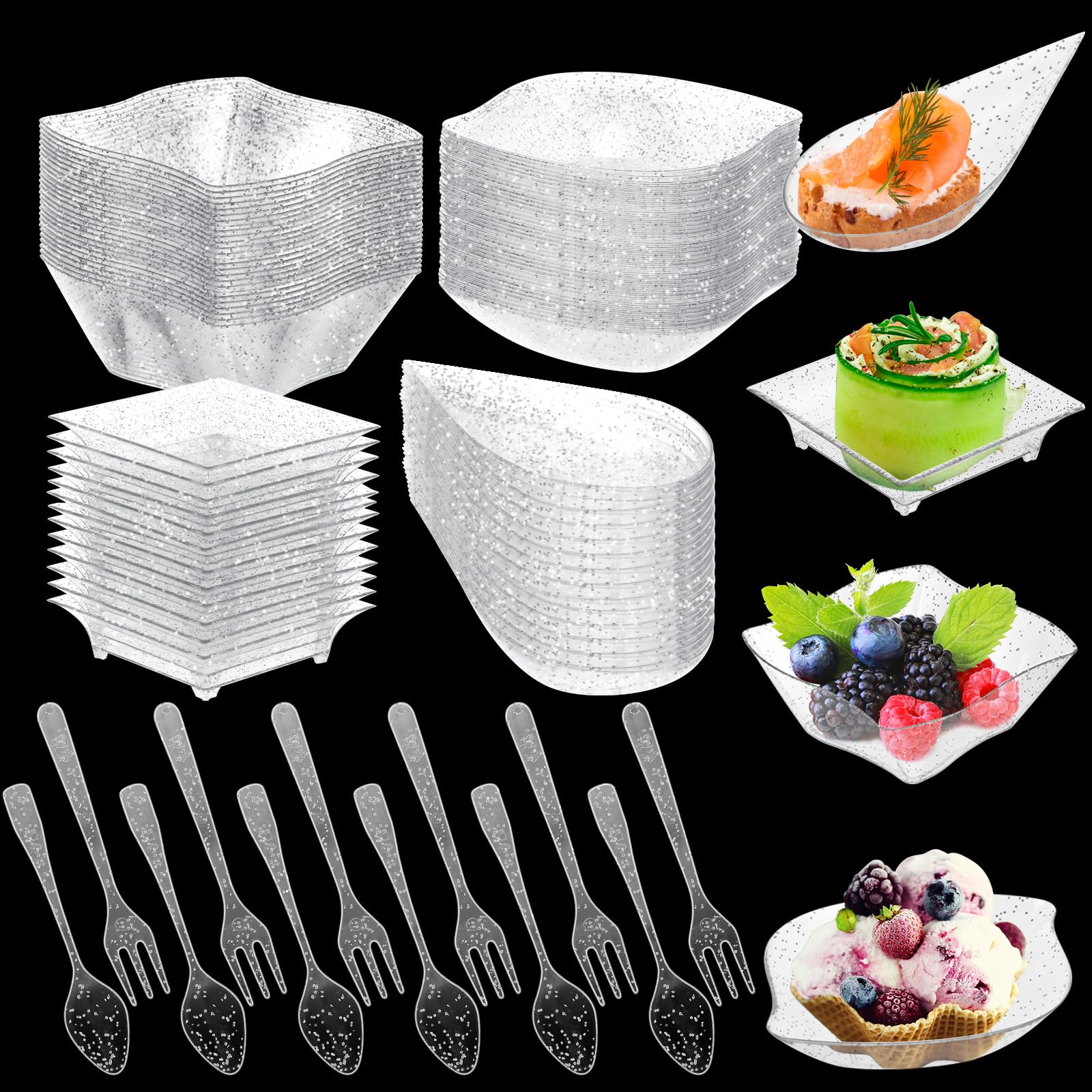 Amazon.com: Tessco 200 Pcs Mini Appetizer Plates with Spoons Forks ...