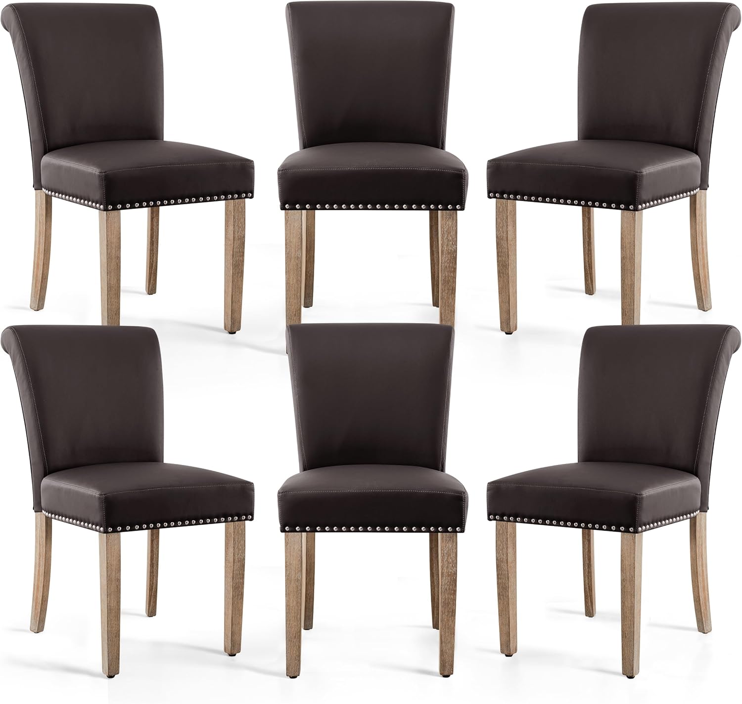 Amazon.com - SyMax Dining Chairs Set of 6, Faux Leather Parson Dining ...