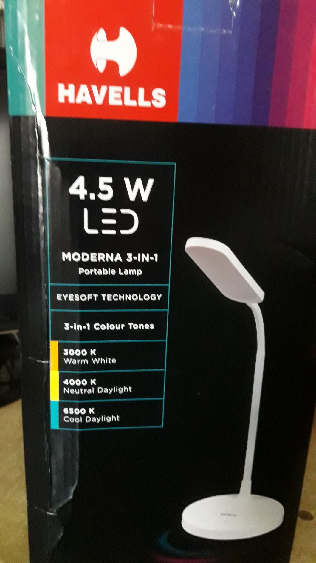 Buy Havells Moderna 4.5-Watt Rechargeable Table Lamp (White)Pack of 1 ...