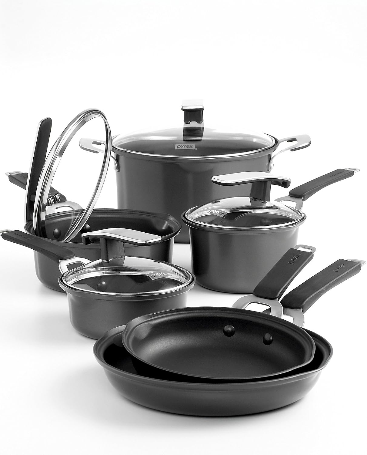 Amazon.com: Pyrex 10-Piece Nonstick Cookware Set, Aluminum: Home & Kitchen