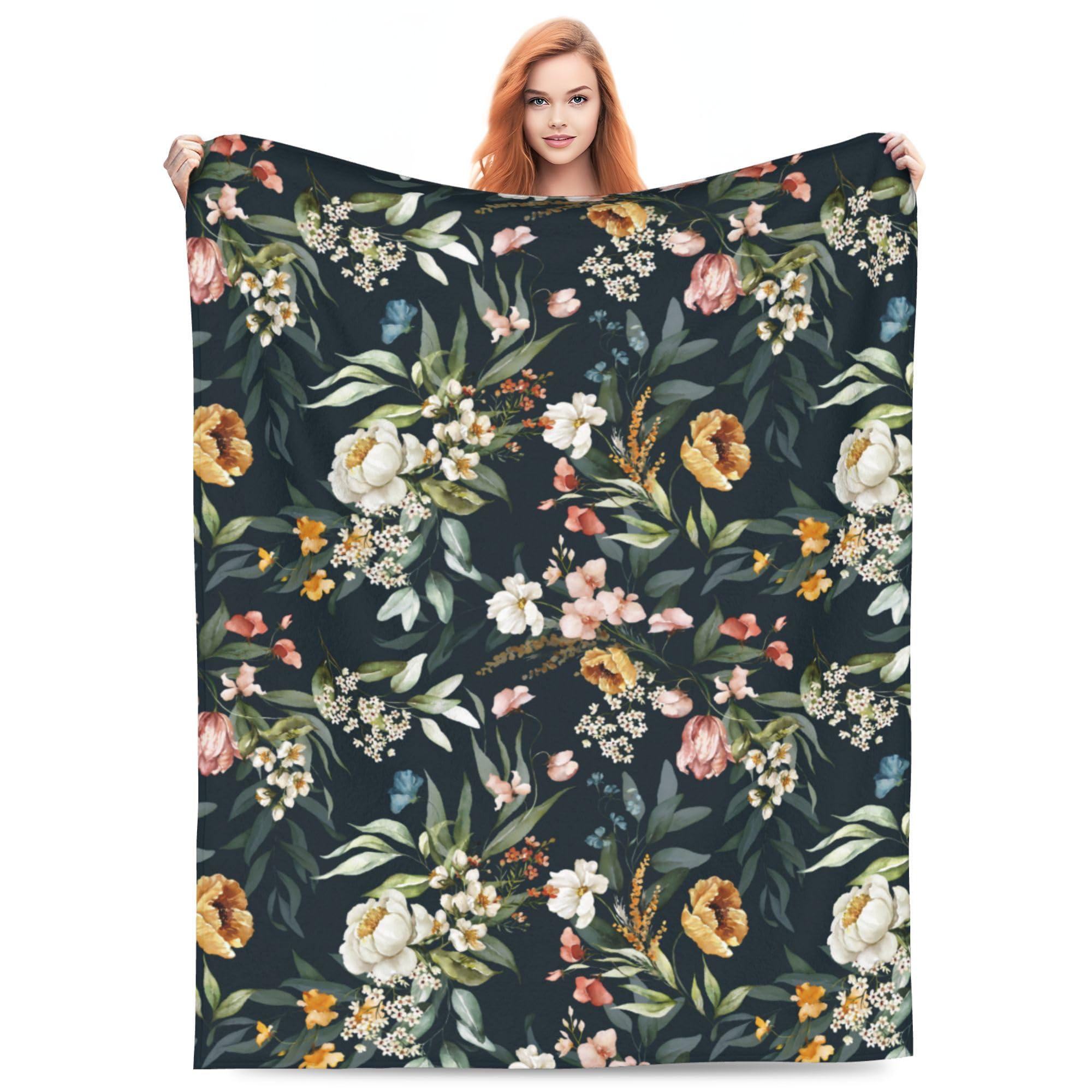 Amazon.com: VODRM Black Floral Boho Blanket Gifts for Women Girls Cute ...