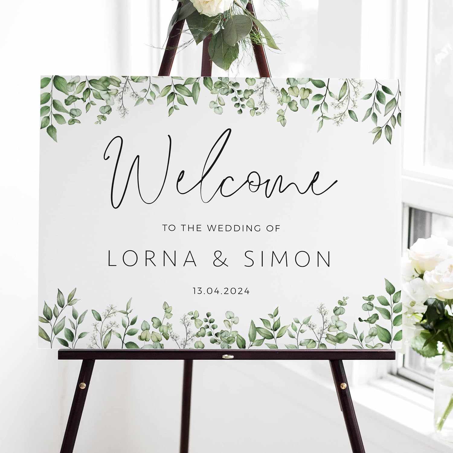 Wedding Welcome Sign - Green Eucalyptus. Foam Board, Canvas or Poster ...