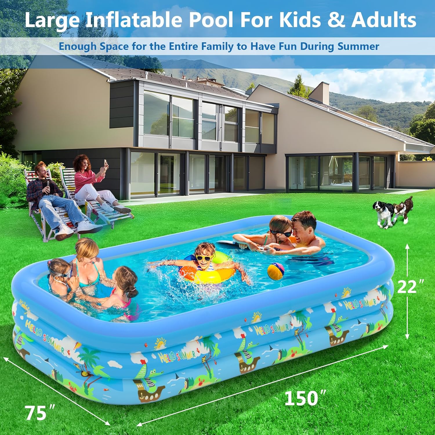 Inflatable Swimming Pool, 2024 Automatic Inflatable Oversized Family ...